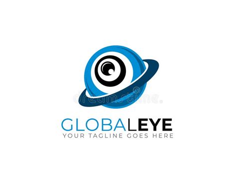 Eye As Globe With Orbit Ring For Global Eye Logo Stock Vector