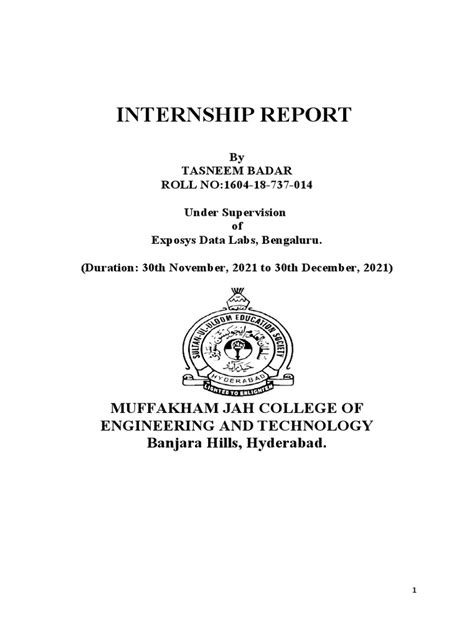 internship report muffakham jah college of engineering and technology
