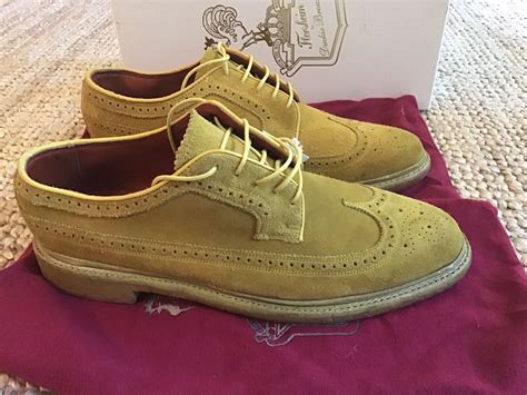 New Us 10 Florsheim Duckie Brown Broken In Brogue Wing Tip Banana Yellow Suede Ebay