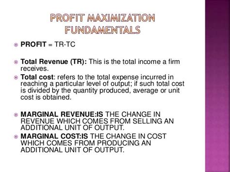 Profit Maximization And Cost Minimization