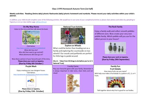 Autumn 1 2023 Homework Grids Elvington Church Of England Primary School