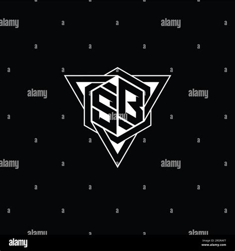 Sb Letter Logo Monogram Hexagon Shape With Triangle Geometric Outline