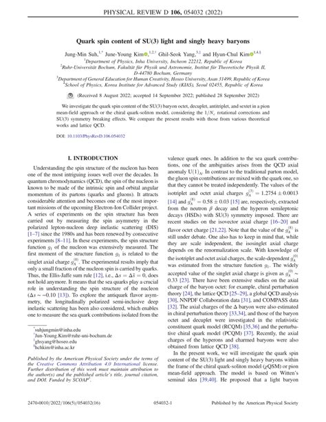 Pdf Quark Spin Content Of Su Light And Singly Heavy Baryons