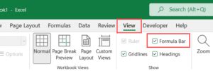 Formula Bar In Excel Show Hide Formula Bar
