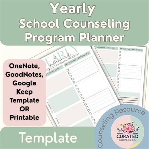 Yearly School Counseling Program Planner Template For Onenote Goodnotes Pdf