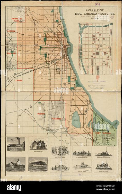 Guide Map Of New Chicago And Suburbs Inset [loop] Includes 10 Ill