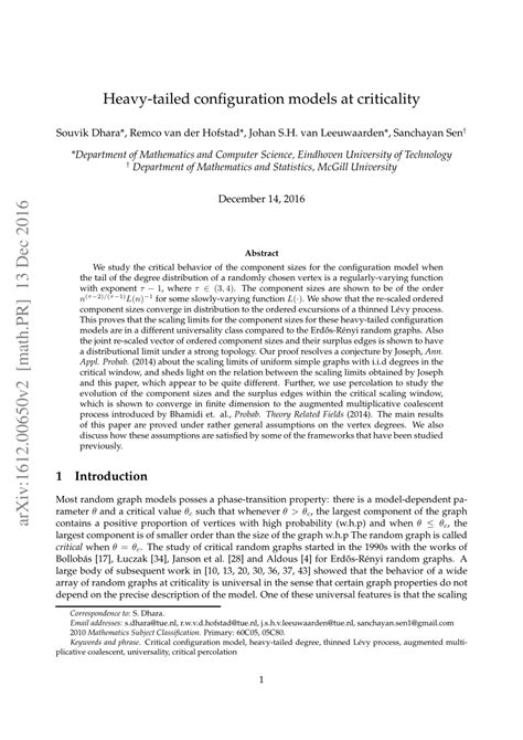 Pdf Heavy Tailed Configuration Models At Criticality