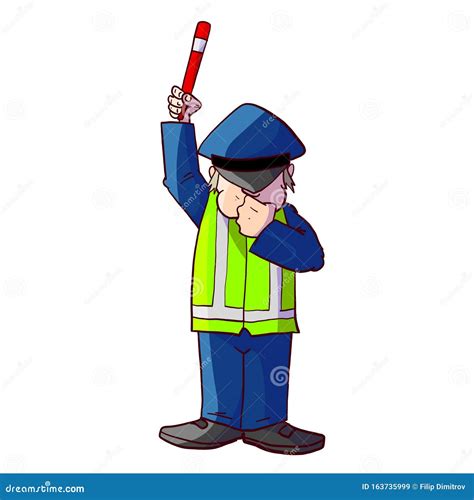 Colorful Cartoon Traffic Police Officer Stock Vector Illustration Of