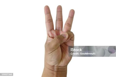 숫자 세 가지 검지 손가락 가운데 손가락 및 흰색 배경에 격리 된 링 핑거 클리핑 경로 1위에 대한 스톡 사진 및 기타 이미지