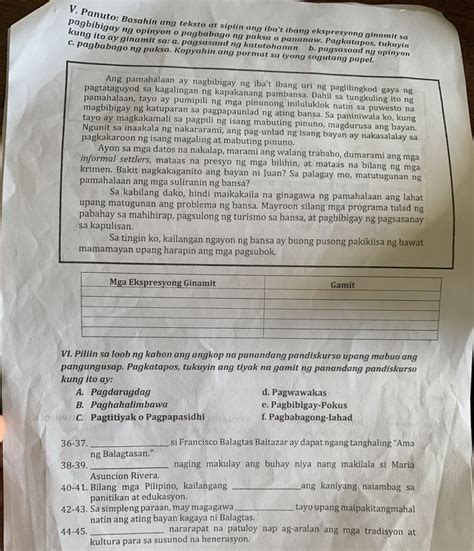 V Panuto Basahin Ang Teksto At Sipiin Ang StudyX