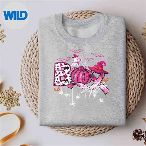 Boo Halloween Breast Cancer Svg Boo Halloween Pumpkin Pink Ribbon