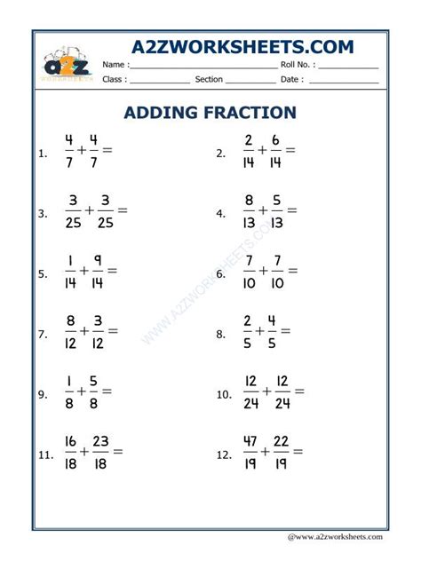 A2zworksheets Worksheet Of Let S Practice Fraction Addition 22 Fractions Maths