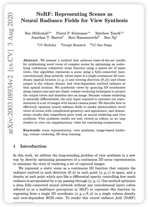 NeRF 神经辐射场 原理分析与解释