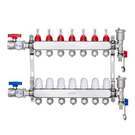 Vevor 7 Branch Radiant Heat Manifold 12 Pex Tubing Manifold