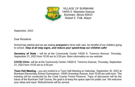 Mayor Letter Screenshot