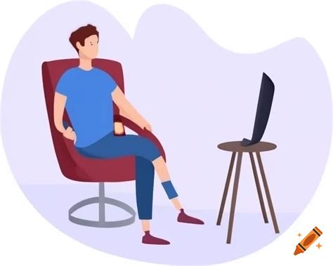 Man Sitting On Chair Watching Tv On Craiyon