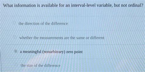 Solved What Information Is Available For An Interval Level