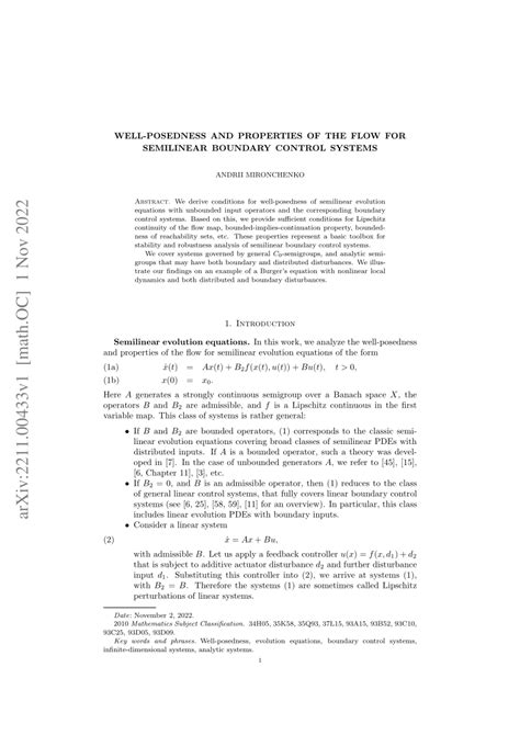 PDF Well Posedness And Properties Of The Flow For Semilinear Boundary Control Systems