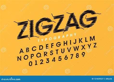 Zigzag Font Stitched With Thread Stock Vector Illustration Of