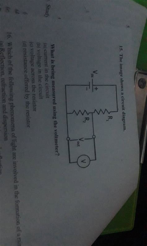 15 The Image Shows A Circuit Diagram What Is Being Measured Using The V