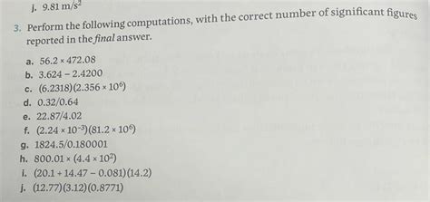 Solved Perform The Following Computations With The Chegg