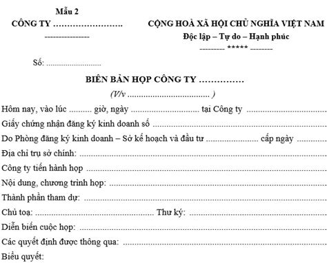 Biên Bản Cuộc Họp Biểu Mẫu Nhân Sự