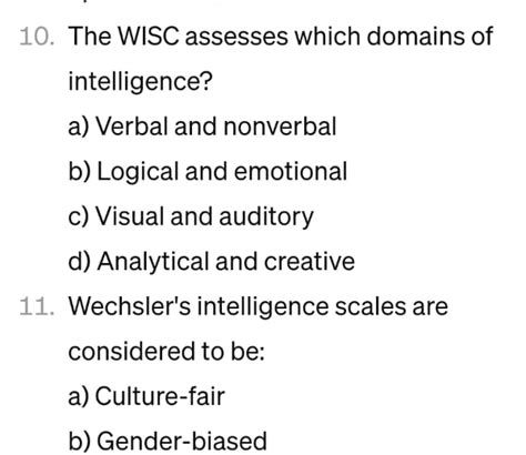 The Wisc Assesses Which Domains Of Intelligencea