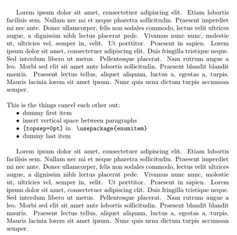 Spacing Vertical Space Between Paragraphs And Topsep In Usepackage