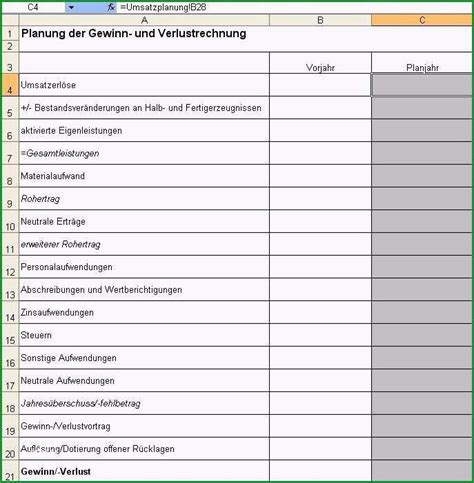 Phänomenal Gewinn Und Verlustrechnung Vorlage Excel Kostenlos De