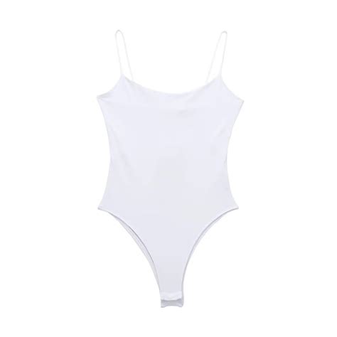 Zrn Skinny Bodysuits For Women Backless Thin Straps Snap Button Female