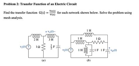 Solved Problem 2 Transfer Function Of An Electric Circuit Chegg