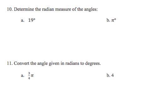 Solved Determine The Radian Measure Of The Angles