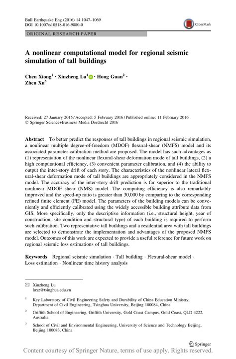 A Nonlinear Computational Model For Regional Seismic Simulation Of Tall