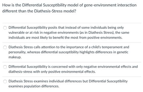 Solved How Is The Differential Susceptibility Model Of