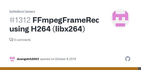 Ffmpegframerecorder Using H Libx Issue Bytedeco