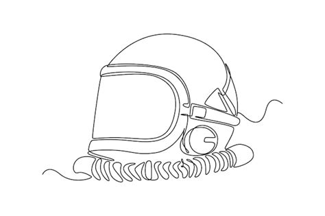 Premium Vector Continuous One Line Drawing Astronaut Helmet Outer Space Concept Single Line