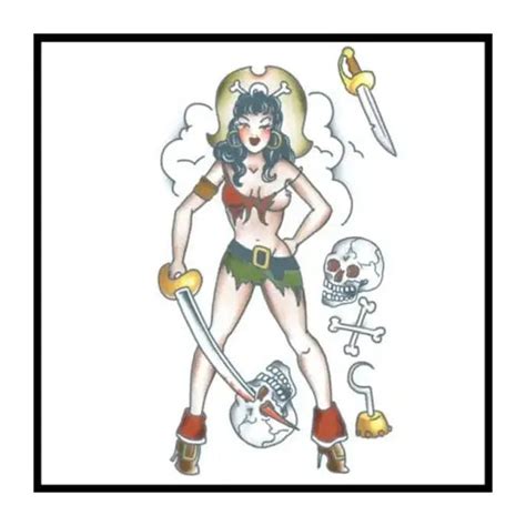 Extra Large Pirate Pin Up Temporary Tattoos Easy And Realistic