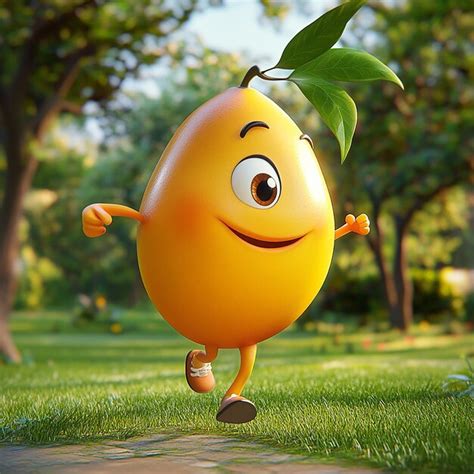 A Smiley Face Is Running On The Grass With A Smiley Face Premium Ai Generated Image