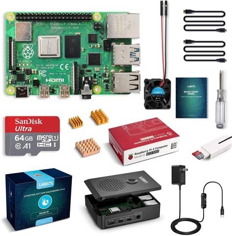 Labists Raspberry Pi 4 Modèle B 4 Go De Ram Kit De Démarrage Complet Pro Avec Carte Micro Sd De