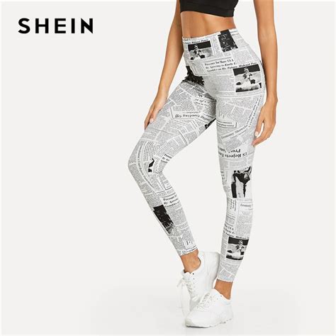 Buy Shein Black And White Highstreet Newspaper Letter
