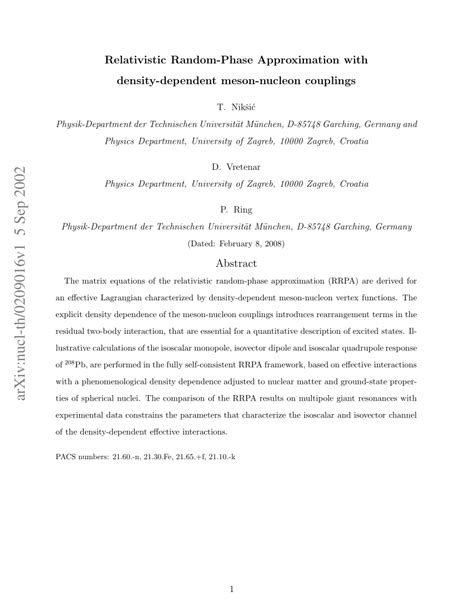 Pdf Relativistic Random Phase Approximation With Density Dependent
