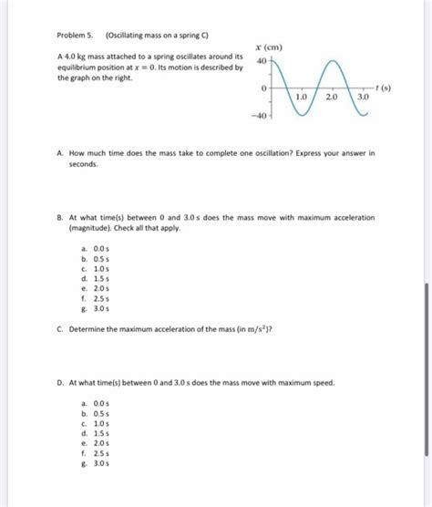 Solved Problem 5 Oscillating Mass On A Spring C X Cm 40