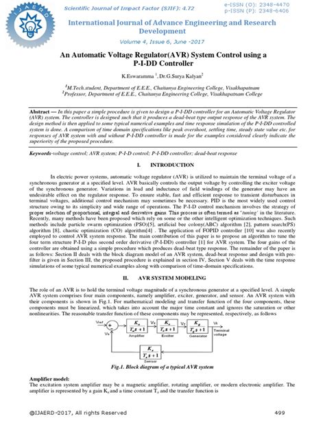 An Automatic Voltage Regulator Avr System Control Using A P I Dd Controller Ijaerdv04i0679499