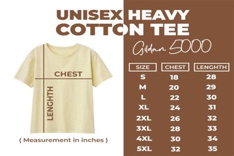 Gildan 5000 Size Chart Unisex Shirt Graphic By Evarpatrickhg65 · Creative Fabrica