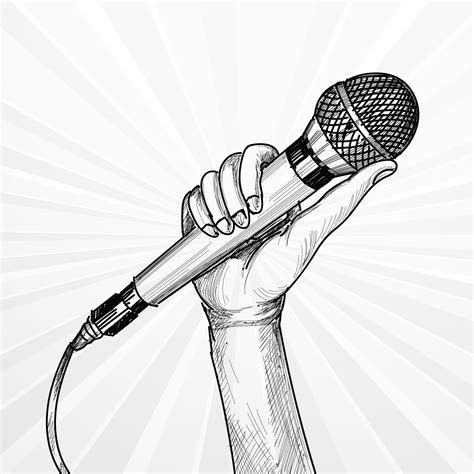 Hand Drawn Vector Hand Holding Microphone