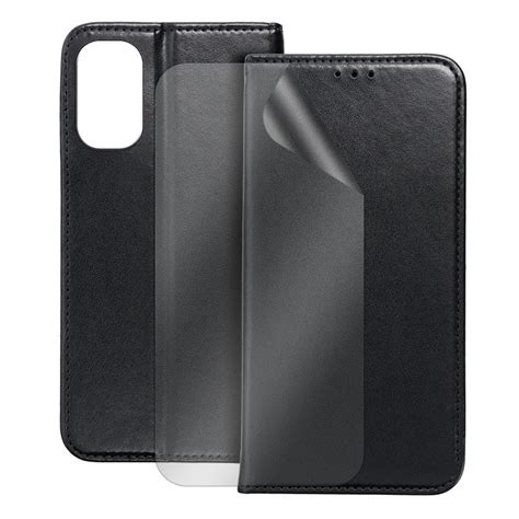 Комплект прозрачно фолио и капак от Pu кожа за Motorola Moto Edge 40 Neo регенерируем силиконов