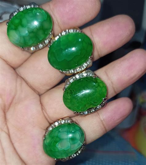 Ca 195 Cincin Akik Batu Sisik Naga Motif Pecah Seribu Asli Dyed