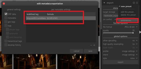 Preferences Of Export Module Rdarktable
