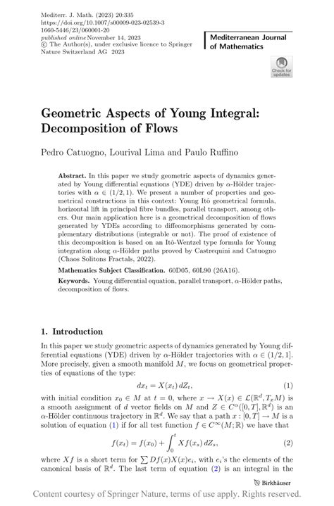 Geometric Aspects Of Young Integral Decomposition Of Flows Request Pdf