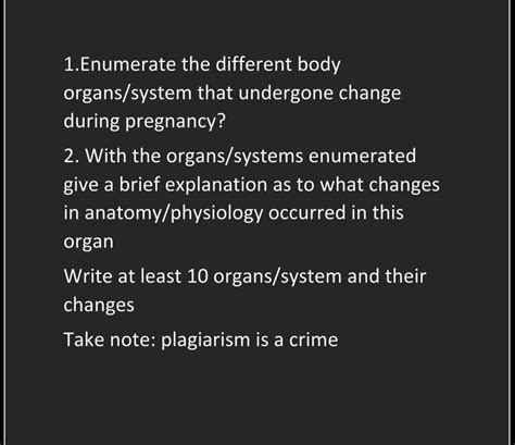 solved 1 enumerate the different body organs system that